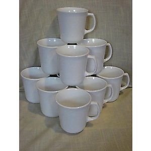 10 Corning Corelle Livingware" Winter Frost" White Mug Cups