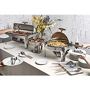 Denmark Tools for Cooks Celebrations Collection- Dishwasher Oven Safe Durable Heavy Gauge Stainless Steel, 5 Piece 9.5 Quart Stainless Steel Rectangular Roll Top Chafing Dish
