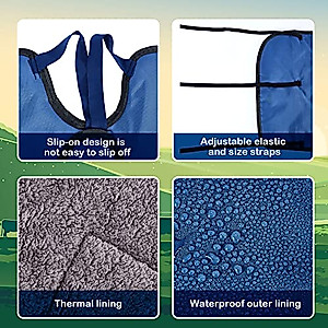 2 Pcs Goat Coat for Winter Goat Blanket Cold Weather Waterproof Windproof Goat Jacket Blanket to Keep Goat Warm Lamb Coat with Straps Thickened Belly Protection, Blue