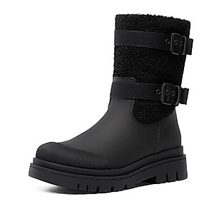 DREAM PAIRS Women's Waterproof Winter Snow Boots with Warm Comfortable Fur Lining, Anti Slip Rubber Mid-Calf Booties Outdoor, Sdsb2203W, Black, Size 10