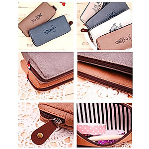 iToolai Canvas Pencil Case Retro Bag Zipper Effel Tower Travel Pouch for Back to School Student (Pack of 4, Paris)