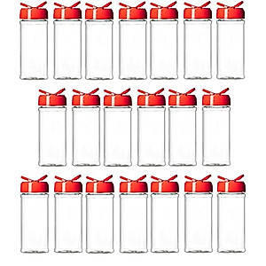 Nakpunar 20 pcs, 8 fl oz Clear Plastic Spice Jars with Black Cap and Sifter Shaker Orifice Disc PET, BPA Free, Made in USA