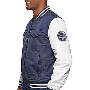 Levi's Men's Colorblock Varsity Bomber Jacket, Navy/White Patch, Large