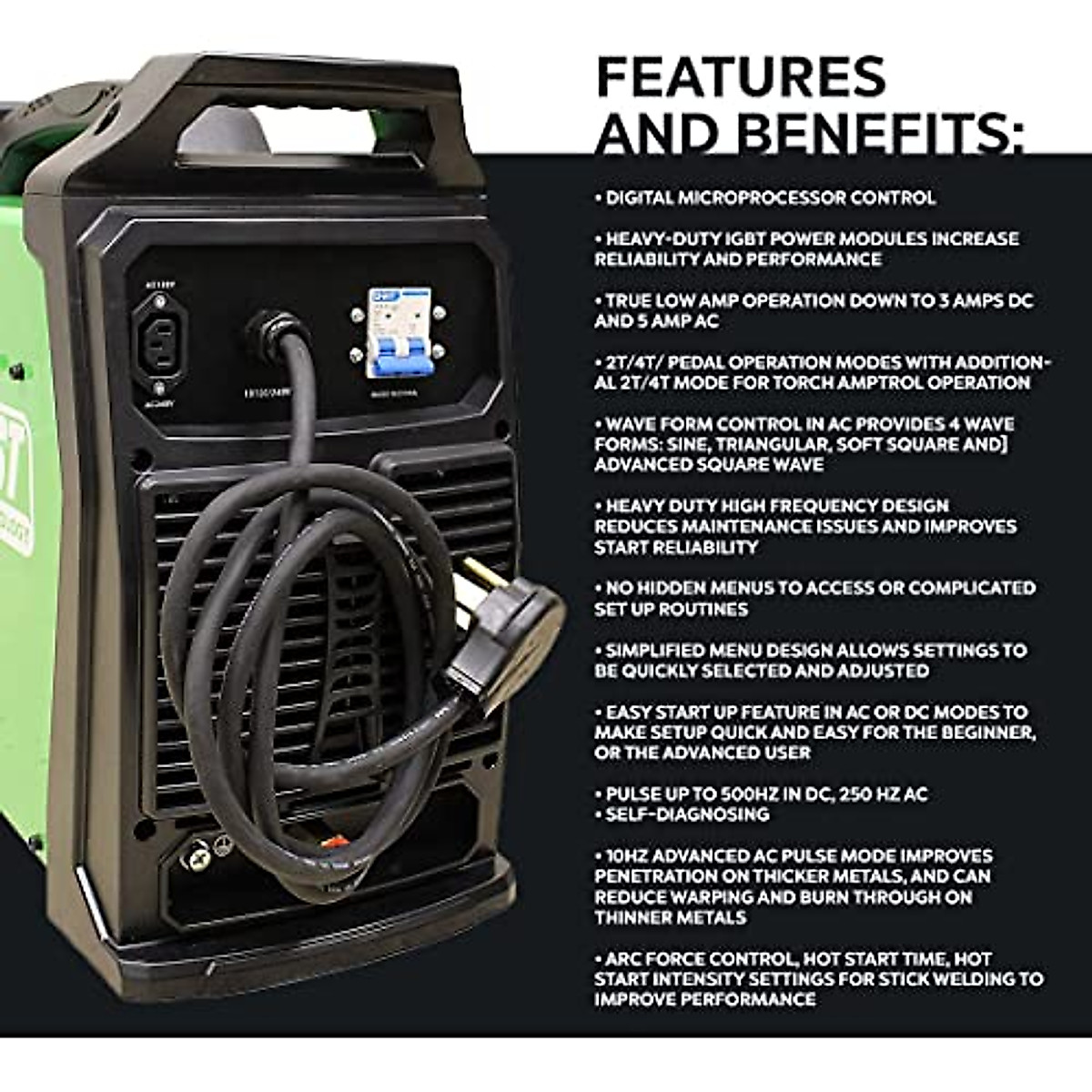 2022 Everlast PowerTIG 255EXT Digital AC / DC TIG Stick Pulse Inverter Welder 110v/220v Dual Voltage