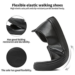 hash bubbie Womens White PU Leather Sneakers Low Top Tennis Shoes Casual Walking Shoes（Full Black.US7）