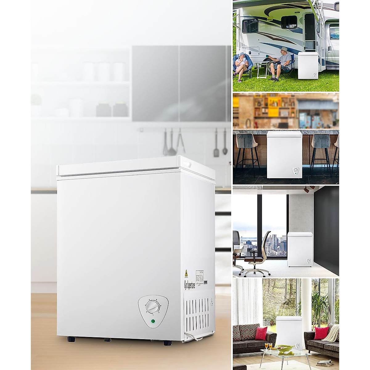 Deep Freezer, 5.0 cu.ft Free-Standing Chest Freezer with Removable Basket, 7-Step Temperature Control, Low Noise, Perfect for Home Kitchen and Garage (White)
