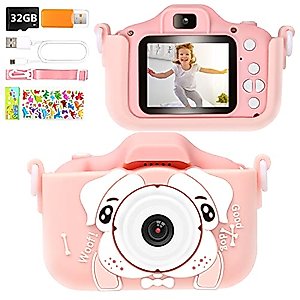 Phankey Kids Camera for Girls, 20MP1080P Digital Camera for Toddler 3 4 5 6 7 8 Year Old with 32GB Card,Soft Silicone Shockproof Case, Great Gift for Girls(Pink)
