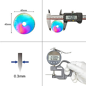 HEADLEY TOOLS 45mm Rotary Cutter Blades 10 Pack Fits Olfa, Fiskars, Replacement Rotary Blade for Arts Crafts Sewing, Rainbow