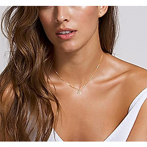 Foxgirl Gold Initial Necklaces for Women, Dainty Box Chain Letter Necklace Tiny B Pendant Choker Necklace Handmade Cute Personalized Letter Name Necklace Gold Jewelry Necklace for Teen Girls Gifts