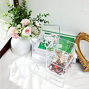 Hair Accessories Organizer, 9 Pieces Stackable Organizer Holder Storage with Lids Acrylic Clear Hair Tie Organizer Bathroom Hair Bow Containers for Girls Headband Scrunchie Makeup Accessory Organizing