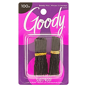 Goody Styling Hair Bobby Pins - 100 Count, Black - Slideproof and Lock-In Place - Suitable for All Hair Types - Pain-Free Hair Accessories for Women and Girls - All Day Comfort