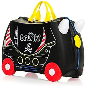Trunki Ride-On Kids Suitcase | Tow-Along Toddler Luggage | Carry-On Cute Bag with Wheels | Kids Luggage and Airplane Travel Essentials: Pedro Pirate Ship Black