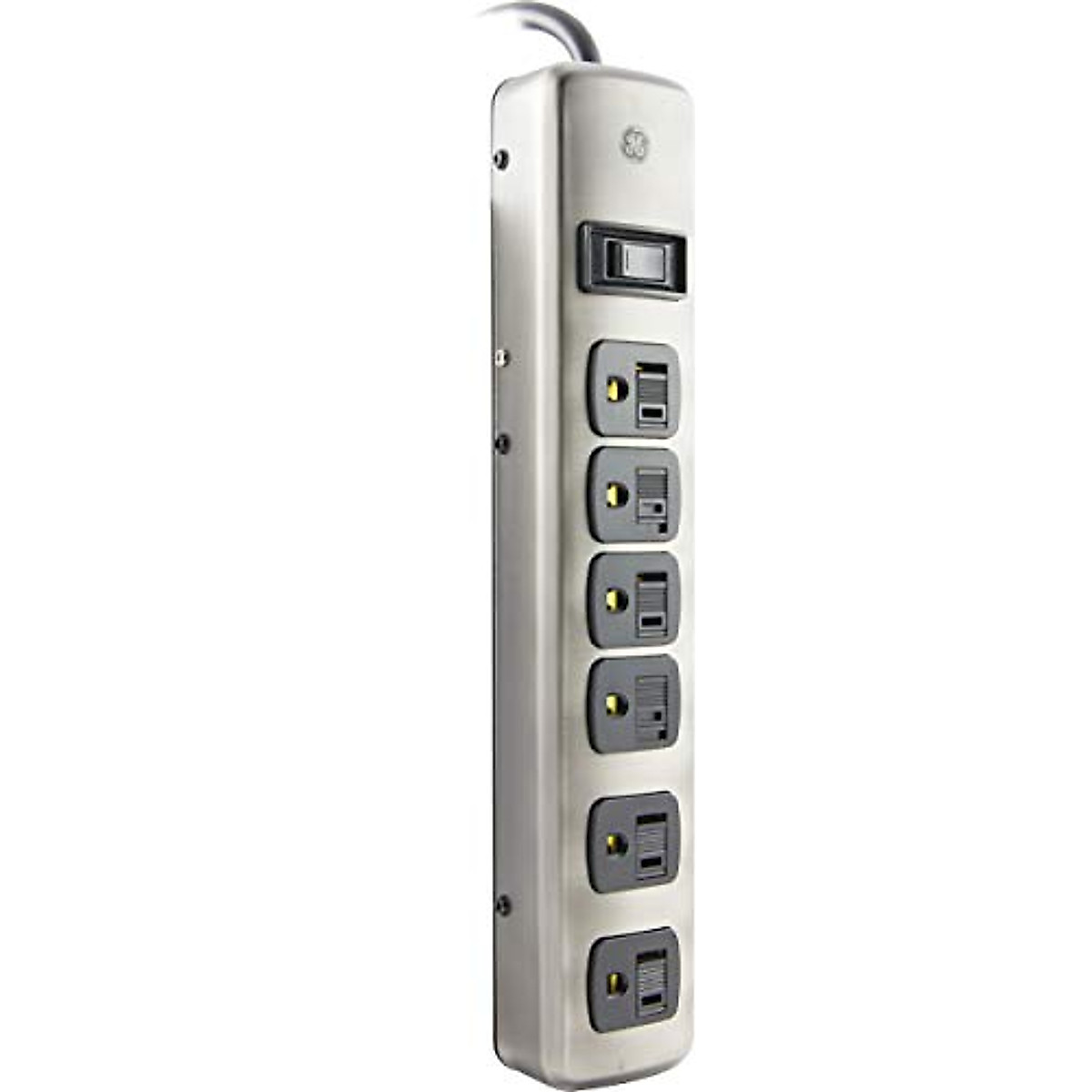 GE UltraPro 6-Outlet Surge Protector, Brushed Nickel, 34767