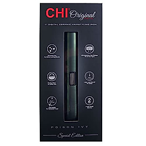CHI Original Digital Ceramic Hairstyling Iron - Includes 3-hair Ties, Poison Ivy