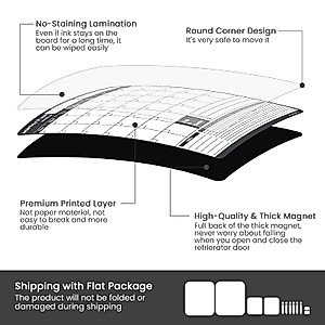 ALEZEL Magnetic Calendar for Refrigerator - 13"x17", Dry Erase Fridge Calendar Set (4 Boards) - Monthly & Weekly Planner Whiteboard, Blank & to Do List White Board, 6 Markers + Eraser