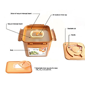 e-jen Premium Kimchi, Sauerkraut Container Probiotic Fermentation with Inner Vacuum Lid (Earthenware Brown, 1.6 gal/ 6.4L)