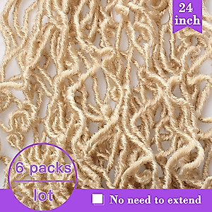 ZRQ 24 Inch 613 Soft Locs Blonde Faux Locs Crochet Braids Hair,6 Packs Pre-looped Blonde Goddess Locs Afro Roots 613 FauxLoc Dreadlocks Extended Soft loc For Woman 613#