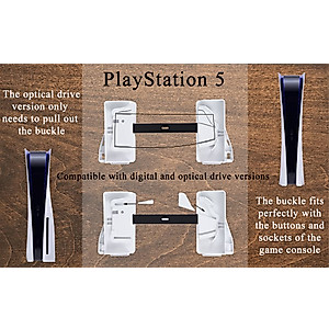 Wabracket Wall Mount Kits for PS5, 6 in 1 Sturdy Wall Mount Brackect Holder for PS5, Compatiable with Both Digital and Disc Version, with Detachable Controllers and Headphone Holder, Charging Cable and Spirit Level, Space Manager for PS5