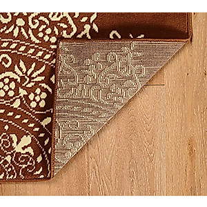 Linon Capri  Medallion Beige White 4'4 x7'3, 3 x 7'3, Brown