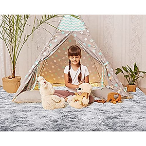 Softlife Fluffy Rug for Living Room, 5x8 Feet Plush Area Rug for Bedroom, Tie-Dyed Grey Furry Shag Rug for Aesthetic Christmas Room Decor, Soft Modern Fuzzy Faux Fur Carpet for Kids Nursery Room Dorm