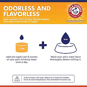 Arm & Hammer Complete Care Fresh Dental Water Additive for Cats - Cat Dental Care Solution for Bad Breath, Includes Cat Toothpaste Enzymatic Action, Ideal for Cat Grooming Supplies, 8 Fl Oz