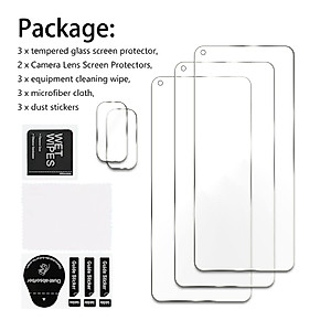 [3+2 Pack] 3 Pack for Xiaomi Mi 10t / Mi 10t Pro HD Clear Tempered Glass Screen Protector +2 Pack Camera Lens Protector, [9H Hardness][Bubble-Free] [Shatter Proof] [Anti-fingerprint [Easy