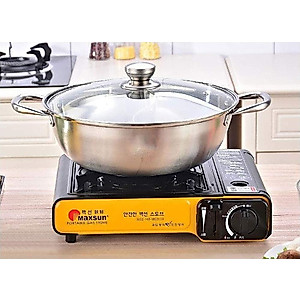 Shabu Shabu Hot Pot. 304 Premium Stainless Steel Hot Plate Cookware Set Ramen Cooker, Hot Pot Soup Base Korean BBQ Multi Cooker Stainless Steel Pot Set, 11"(28cm) Pot with Divider