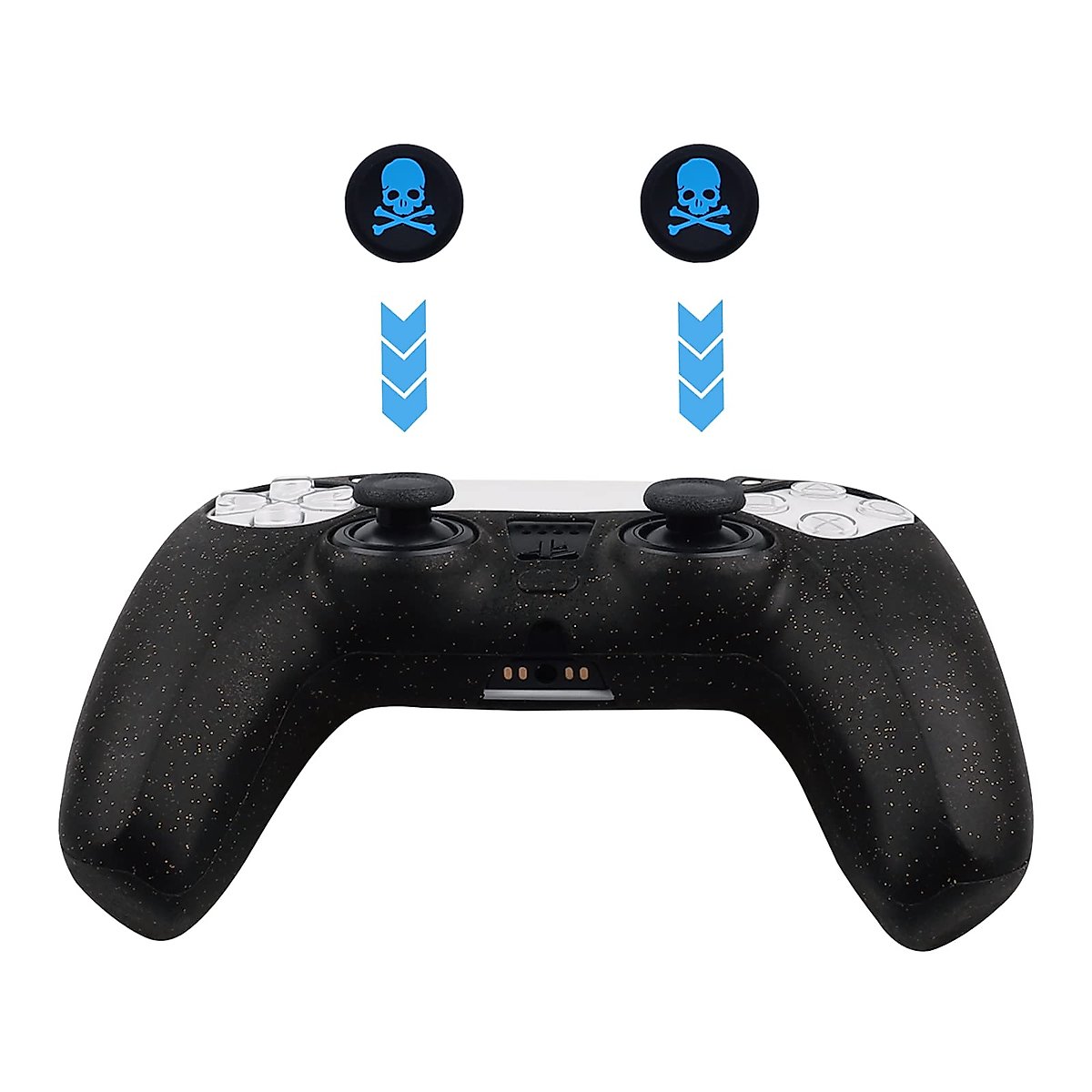 ROTOMOON PS5 Glitter Silicone Controller Skins with 8 Thumb Grips & L2 R2 Trigger Protector, Sweat-Proof Anti-Slip Controller Cover Skin Protector Compatible with Playstation 5 Controller