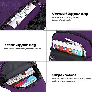 MOSISO Sling Backpack,Multipurpose Travel Hiking Daypack Rope Crossbody Shoulder Bag with Front Buckle Pouch&Reflective Strip, Purple