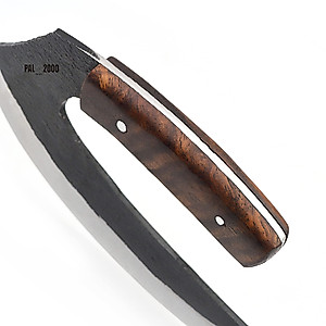 ULU-3017 Handmade Damascus Steel Wood Handle Ulu Knife Vegetable Chopping With Sheath