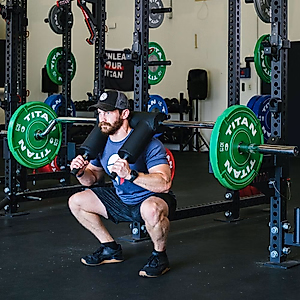 Titan Fitness Rackable Safety Squat Bar, Cambered Barbell with 5" Drop, Rated 1,500 LB, HeftyGrip Shoulder and Arm Pads, 35mm Easy-Grip Hand Grips, Ribbed Olympic Weight Sleeves