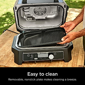 Ninja XSKGRDLXL Woodfire Grill & Griddle Plate, Compatible with OG800 and OG900 Series, 2-in-1 Grill and Griddle Functionality, Ceramic, Nonstick Coating, Black