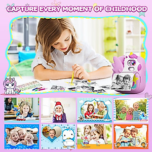 CAMCLID Kids Camera Instant Print, 12MP & 1080P Instant Camera for Kids with 32G Card & Print Paper, Selfie Digital Video for Toddler,Christmas Birthday Gifts for Girls Boy Age 3-12 (Purple)