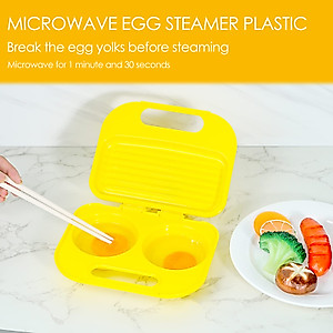 JANKOW Egg poacher, Microwave in Minutes, BPA Free for Quick and Healthy Breakfast, Microwave Egg Cooker, Microwave Maker for 2 Eggs, Dishwasher safe(yellow)
