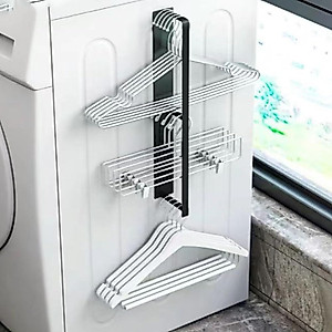 Magnetic Laundry Hanger Rack,Hanger Storage,Magnetic Drying Rack Laundry,Magnetic Hanger Holder for Laundry Room,Magnetic Laundry Hook (Small Black)