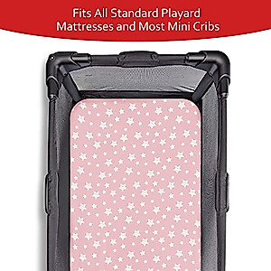 Pack and Play Sheets Girl, 4 Pack Mini Crib Sheets, Stretchy Pack n Play Playard Fitted Sheet, Compatible with Graco Pack n Play, Soft and Breathable Material, Pink