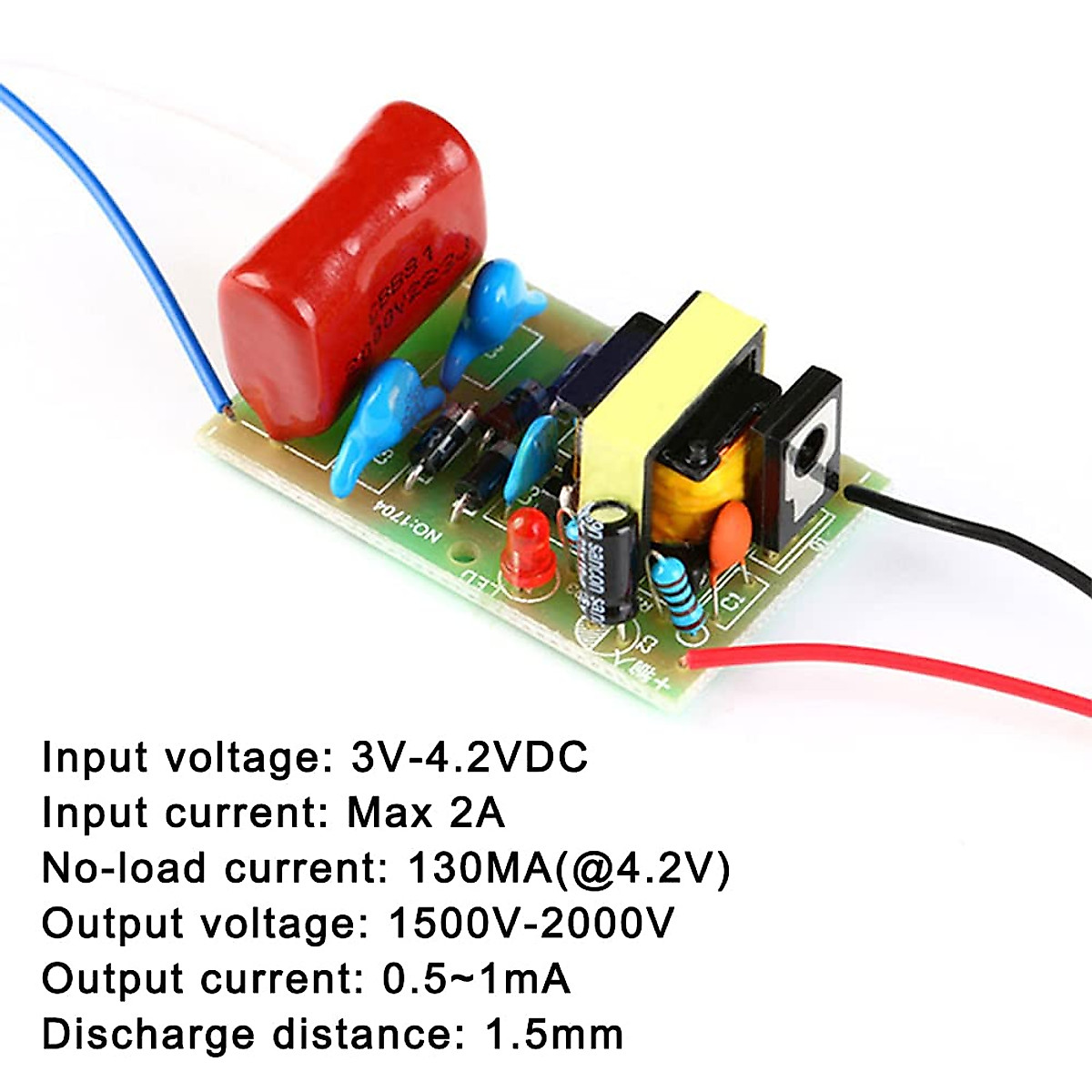 2 Pieces DC-DC 3V-4.2V 3.7V to 1500V-2000V 1800V High Voltage Generator Module Arc Pulse Boost Module Booster DC-DC Step Up Power Board