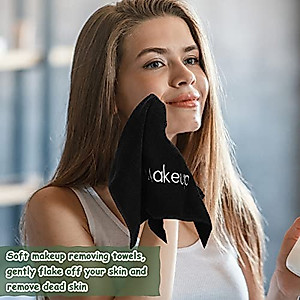 30 Pcs Microfiber Makeup Washcloths 13 x 13 Inch Makeup Remover Towels Black Remover Towels Reusable Soft Makeup Remover Cloth Absorbent Removers Washcloths Makeup Washcloths with Embroidery for Women