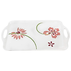 Reston Lloyd Rectangular Melamine Serving/Ottoman Tray, Pretty Pink
