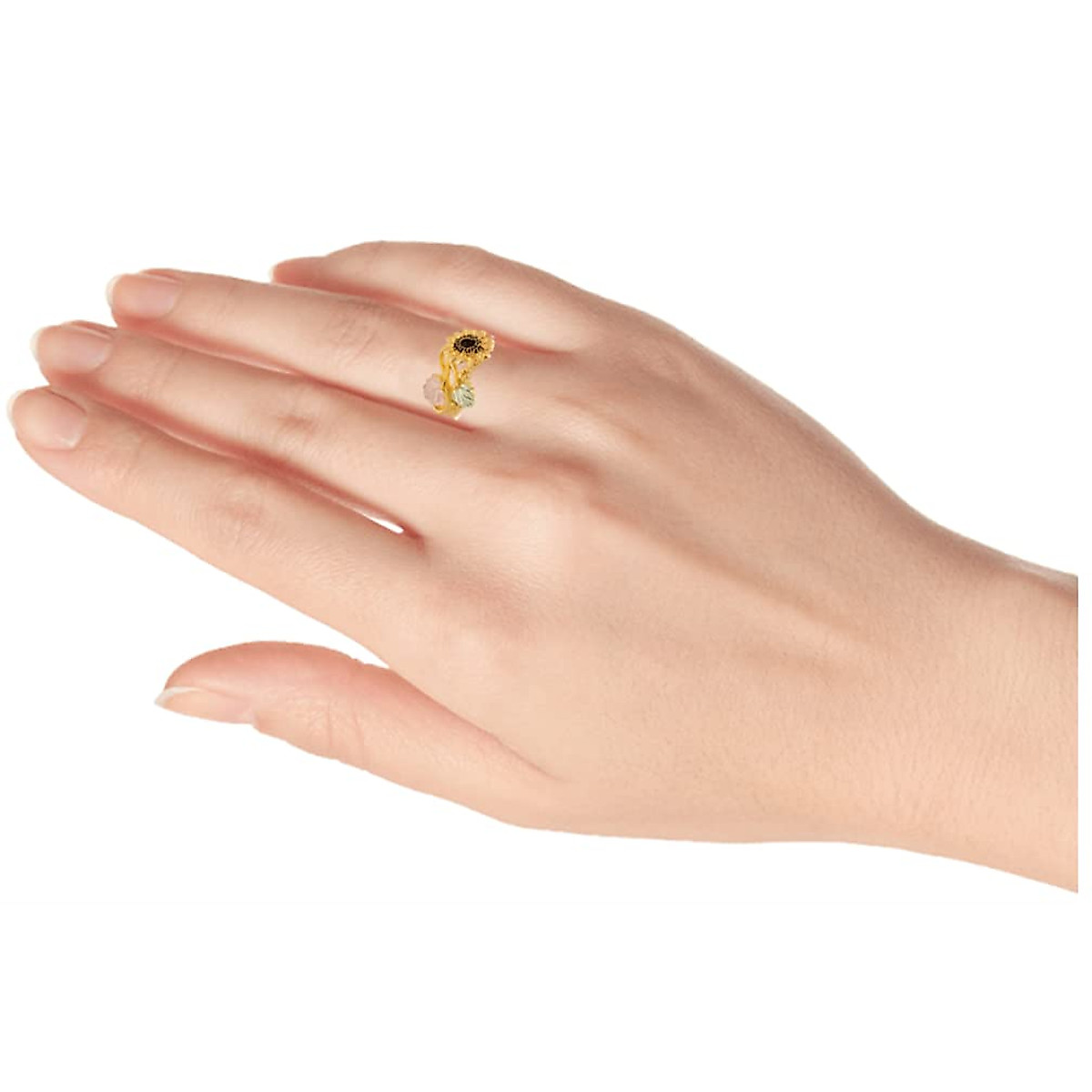 10k Yellow Gold Sunflower Ring, 12k Green and Rose Black Hills Gold Size 6