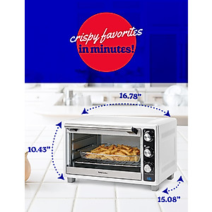 Betty Crocker Air Fryer Convection Toaster Oven, Multifunction 6-Slice Toaster and Air Fryer Oven, 0.8 Cu. Ft. 6 Slice Capacity AirFryer Toaster Oven Combo, 7 Function Convection Oven, White