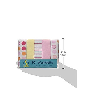Spasilk Baby 10 Pack Soft Terry Bath Washcloth Wipes