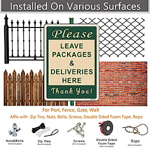 Please Leave Deliveries and Packages Here Thank You Signs 10 x 14 Inches Package Delivery Sign, Metal Reflective Sturdy Rust Aluminum Waterproof Easy to Install
