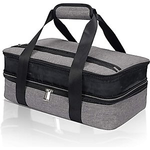 Lunch Bag Insulated Thermal Food Carrier,Insulated Double Casserole Carrier, 9"x13" Baking Dish Carrier, Padded Lasagna Holder, Expandable Hot And Cold Thermal Tote Bag, Casserole Dishes Travel Bag