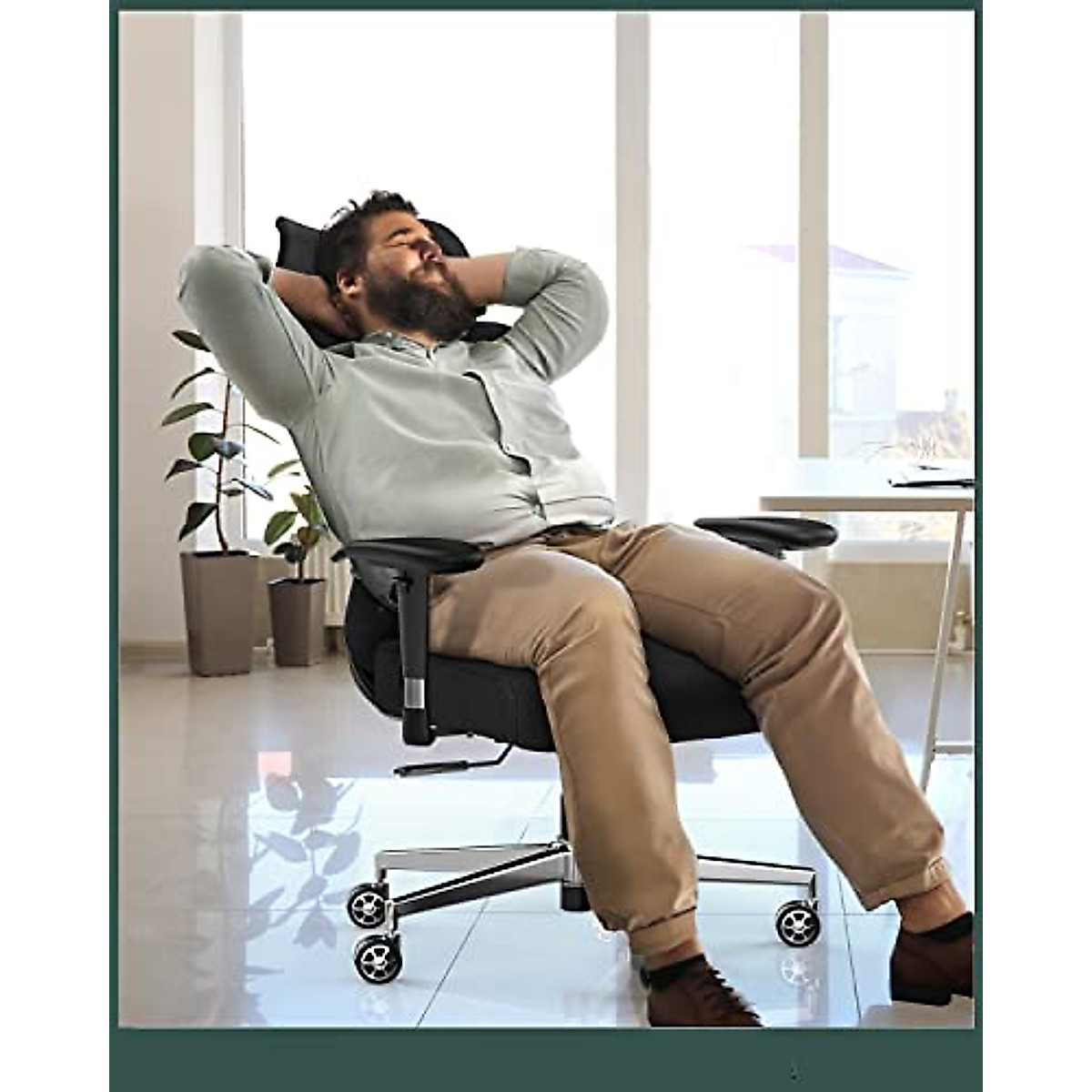 Raynesys Big and Tall Office Chair for Heavy People, 400LBS Capacity with Wide Seat,Heavy Duty Material, Adjustable Armrests, Ergonomic Executive Chair for Home Office with Strong Lumbar Support,Black