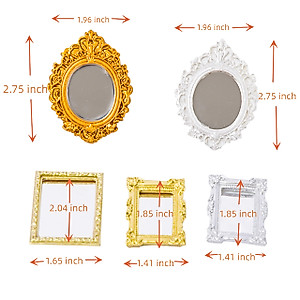 Birostiana 5pcs Miniature Dollhouse Accessories 1 12 Scale Miniatures Furniture Mirror Baroque Wall Mirror Mini Toys DIY Decor Ornament for Miniature Dollhouse Party Kit