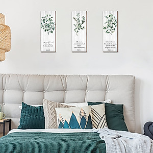 3 Pieces Bible Verses Wall Art Decor Christian Wall Art Wooden Christian Decorations for Home Rustic Christian Room Decor Farmhouse Scripture House Decor Christian Posters, 10 x 4 Inches