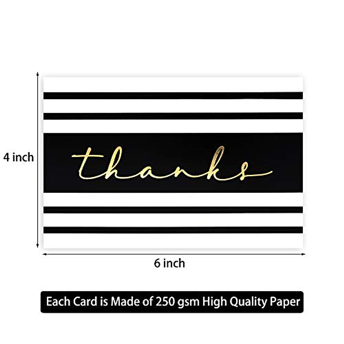 60 Gold Foil Thank You Cards- Elegant Thank You Cards - Thank You Greeting Cards Embossed In Fancy Gold Letters - Baby Shower, Bridal, Wedding Thank You Cards- Include 60 Envelopes- 4 x 6 inches