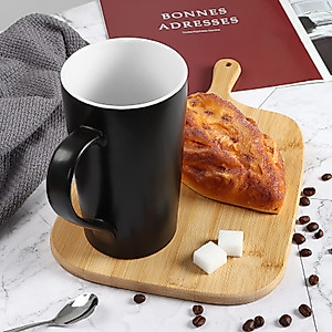 20 OZ Coffee Mug, Simple Large Tall Ceramic Cup, Harebe Smooth Ceramic Tea Cup for Office and Home, The Best Gift for Your Father, Husband And Friends, Big Capacity with Handle, Black