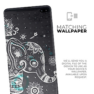 DesignSkinz Aztec Elephant Blue Accented Modern Illustration Protective Vinyl Decal Wrap Skin Cover Compatible with The Samsung Galaxy S20 (Screen Trim & Back Glass Skin)